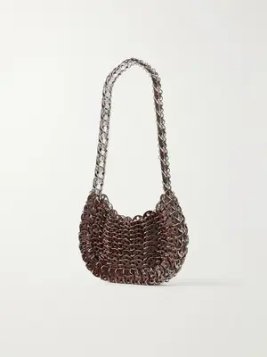 Rabanne Moon Flip Croc-effect Leather Chainmail Shoulder Bag