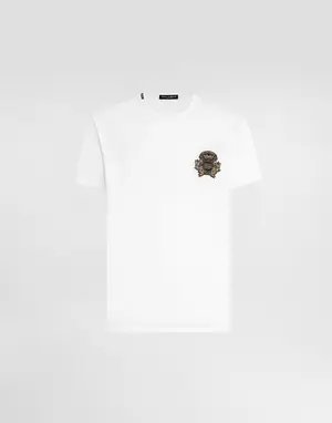 Dolce & Gabbana Cotton T-shirt With Heraldic Patch T-shirts And Polos - White