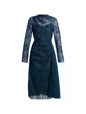 Erdem Draped Floral-lace Midi Dress - Blue