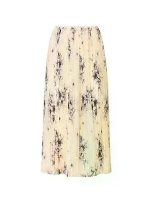 Cinq À Sept Delaine Floral-print Pleated Midi Skirt - Neutrals