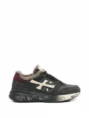 Premiata Shearling-lined Logo-patch Sneakers - Black