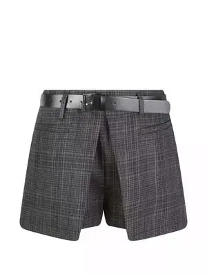 DONDUP Nelly Belted Prince Of Wales Check Shorts - Grey
