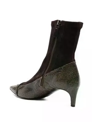 DEL CARLO Snakeskin-effect Buckled Ankle Boots