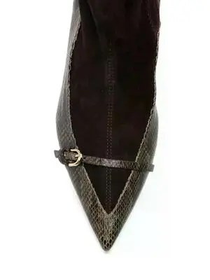 DEL CARLO Snakeskin-effect Buckled Ankle Boots