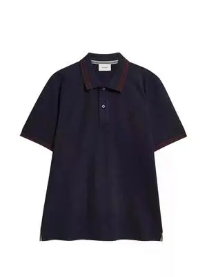 Pringle Of Scotland Logo-embroidered Tipped Polo Shirt - Blue