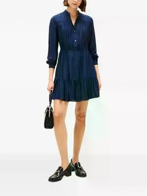 Tommy Hilfiger Diamond-flag-jacquard Gathered Mini Dress - Blue