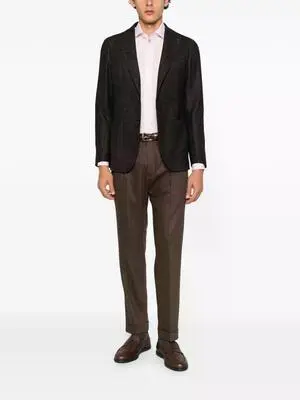 GTA Pleated Wool Trousers - Brown