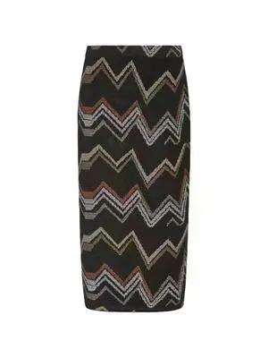 MARIE OLIVER Lizette Chevron-knit Midi Skirt - Black
