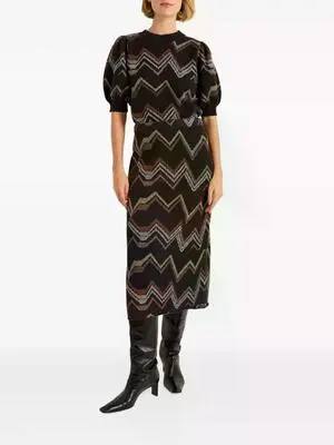 MARIE OLIVER Lizette Chevron-knit Midi Skirt