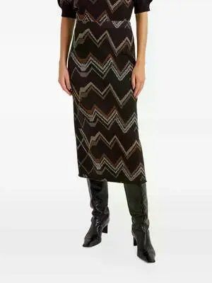 MARIE OLIVER Lizette Chevron-knit Midi Skirt