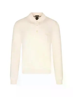 Hugo Polo-collar Long-sleeve Polo Shirt - Neutrals