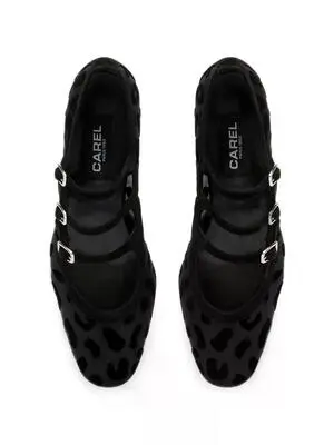CAREL Ariana Jaguar-pattern Mesh Ballet Flats - Black