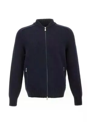 GRAN SASSO Super Geelong Zip-up Ribbed Cardigan