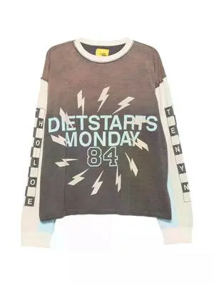 DIET STARTS MONDAY Graphic-print Panelled Long-sleeved T-shirt - Grey