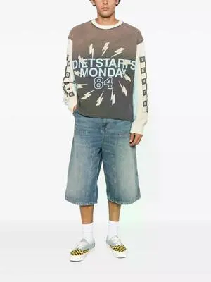 DIET STARTS MONDAY Graphic-print Panelled Long-sleeved T-shirt