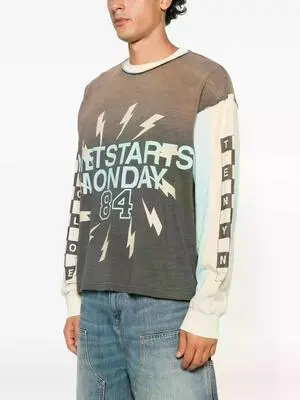 DIET STARTS MONDAY Graphic-print Panelled Long-sleeved T-shirt