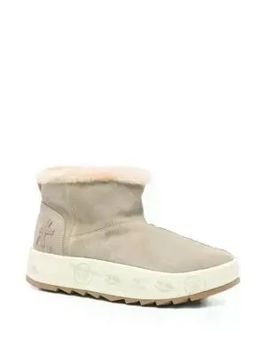 Premiata Shearling-trim Suede Ankle Boots - Neutrals