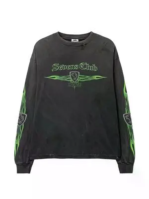 TRIPLE SEVENS Graphic-print Long-sleeve Sweatshirt - Black