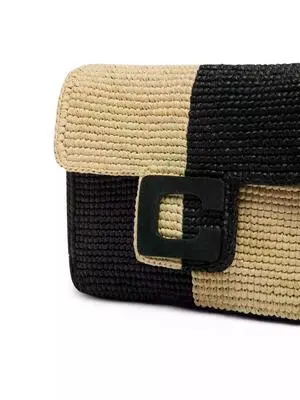 CAREL Mini Sorbonne Raffia Shoulder Bag - Black