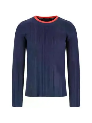 MARINE SERRE Ribbed-knit Long-sleeve T-shirt - Blue