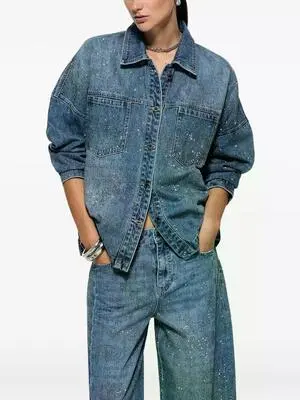 Liu Jo Oversized Jacket In Denim With Rhinestones