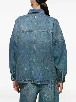 Liu Jo Oversized Jacket In Denim With Rhinestones