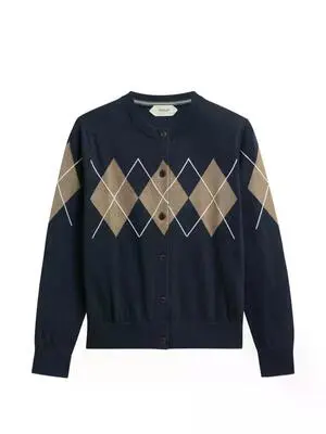 Pringle Of Scotland Diamond-pattern Cardigan - Blue
