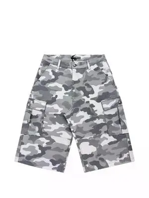 TRIPLE SEVENS Camouflage-print Leather Shorts - Grey