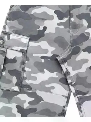TRIPLE SEVENS Camouflage-print Leather Shorts