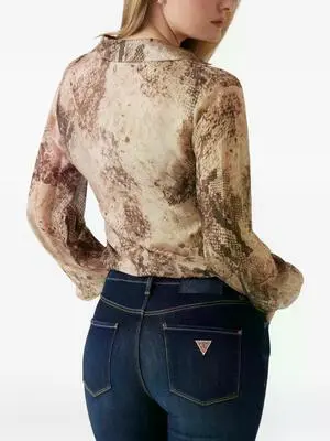Guess Ruffled Snake-print Shirt