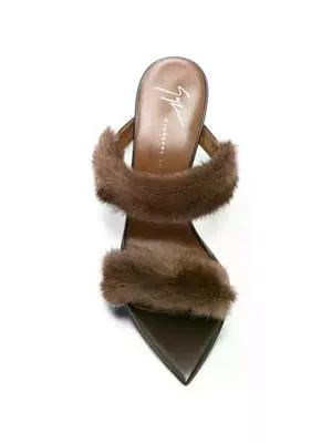 GIUSEPPE ZANOTTI Faux-fur Double-strap Mules