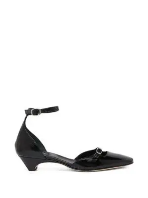 CAREL Emma Buckle-strap Leather Ballet Flats - Black