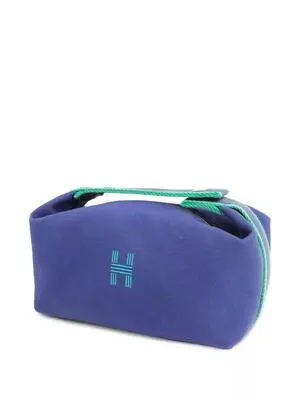 Hermès H-embroidered Canvas Clutch Bag