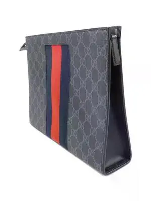 Gucci Gg Supreme Web Stripe Clutch Bag
