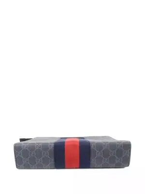 Gucci Gg Supreme Web Stripe Clutch Bag