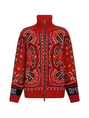 Giada Benincasa Soho Intarsia-knit Zip-up Cardigan - Red