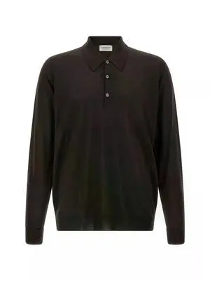 John Smedley Dorset Long-sleeved Polo Shirt - Brown