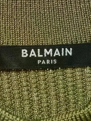 Balmain Button-embellished Gingham-knit Cardigan