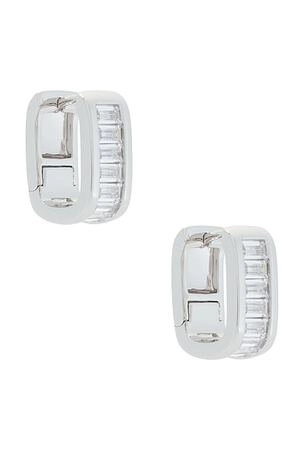 DEHANCHE Crystal Baguette Huggie Earrings