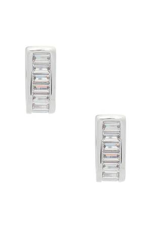 DEHANCHE Crystal Baguette Huggie Earrings