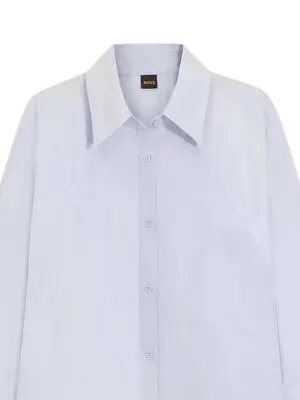 BOSS Relaxed-fit Blouse In Cotton Poplin With Kimono Sleeves - Blue