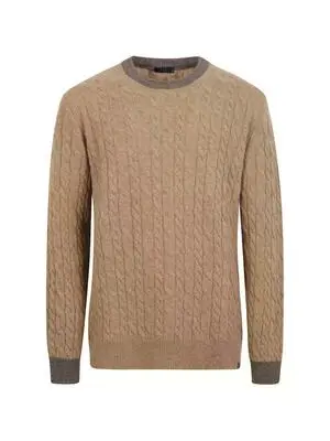 FAY Cable-knit Elbow-patch Sweater - Neutrals