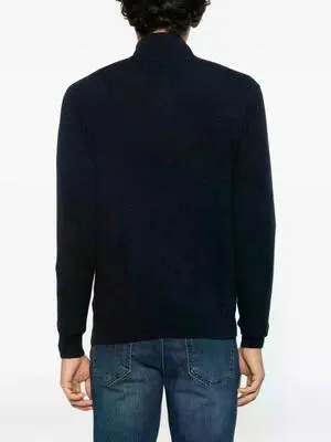 Fedeli Chevron-knit Quarter-zip Sweater