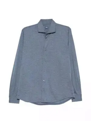 Fedeli Long-sleeved Wool Shirt - Blue