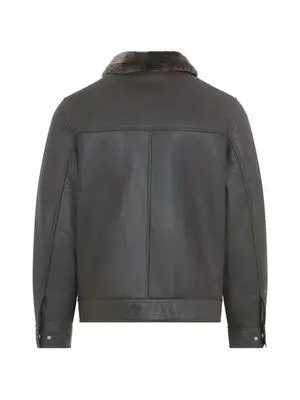 YVES SALOMON Shearling-collar Leather Jacket