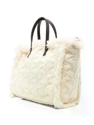 MC2 SAINT BARTH Cable-knit Frayed Tote Bag