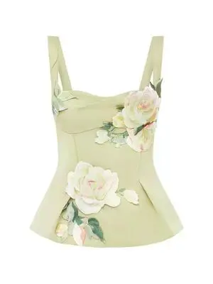 LEO LIN Georgia Embroidered Peplum Top