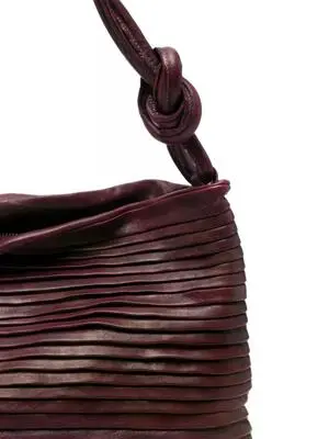 SOMMET Aisha L Rows Pleated Leather Shoulder Bag