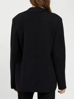 TWINSET Relaxed Fit Short Blazer In Glitter Technical Fabric