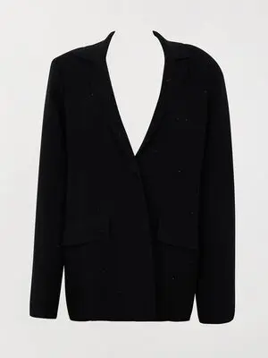 TWINSET Relaxed Fit Short Blazer In Glitter Technical Fabric